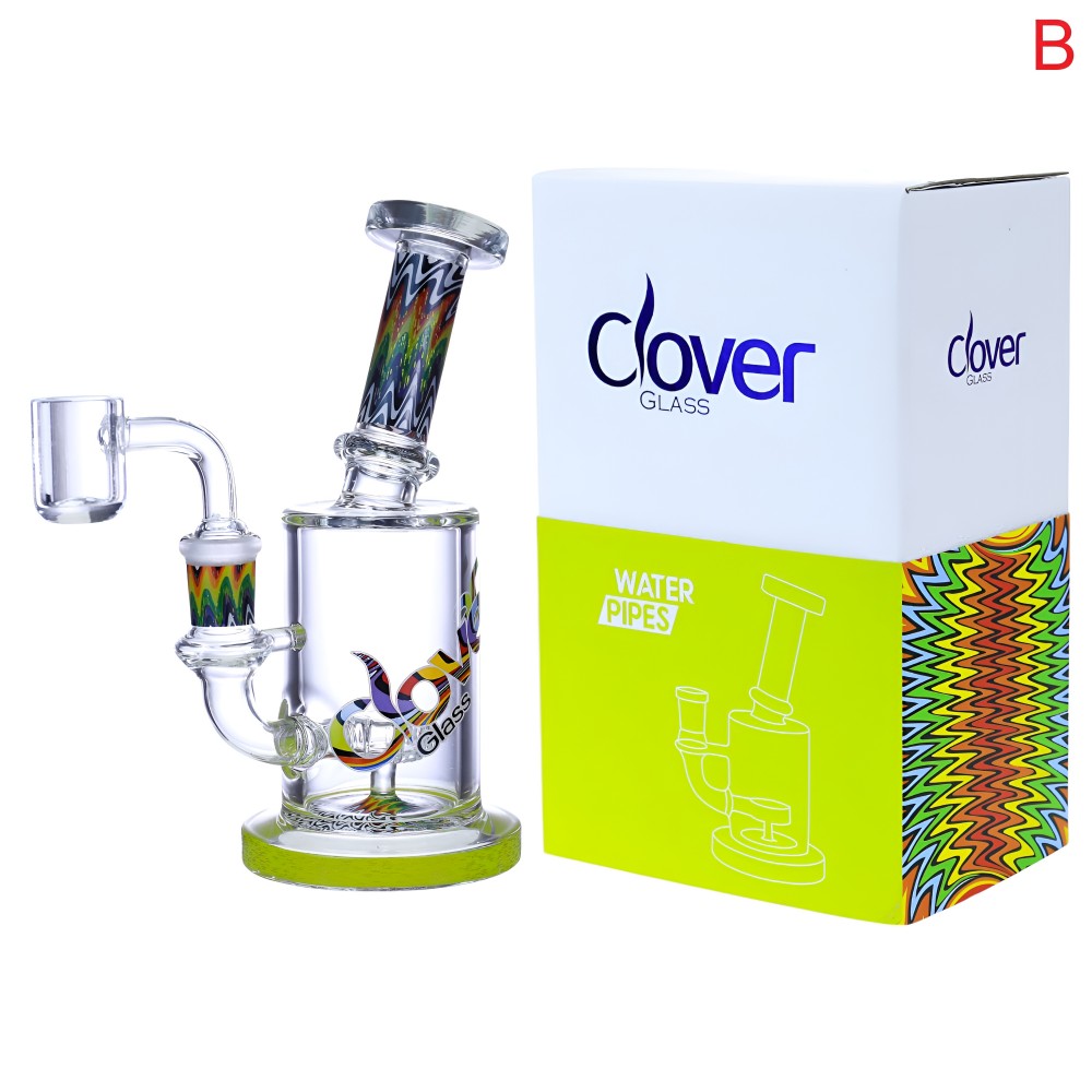 Clover Glass - 6" Colorful Wig Wag Art Showerhead Perc Water Pipe
